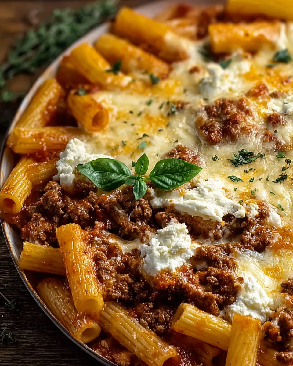Baked Ziti with Ground Beef and Ricotta