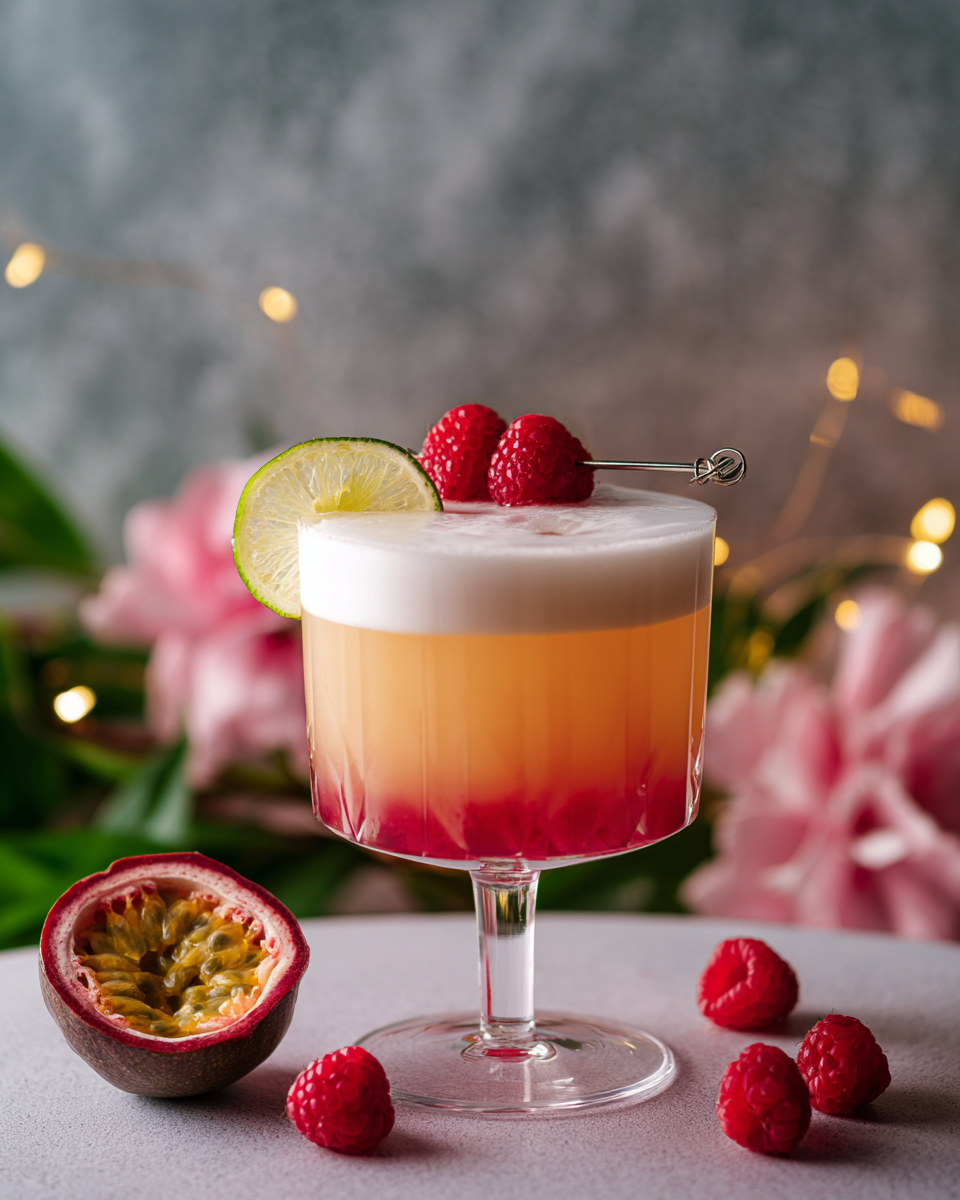 Raspberry Passionfruit Tequila Sour