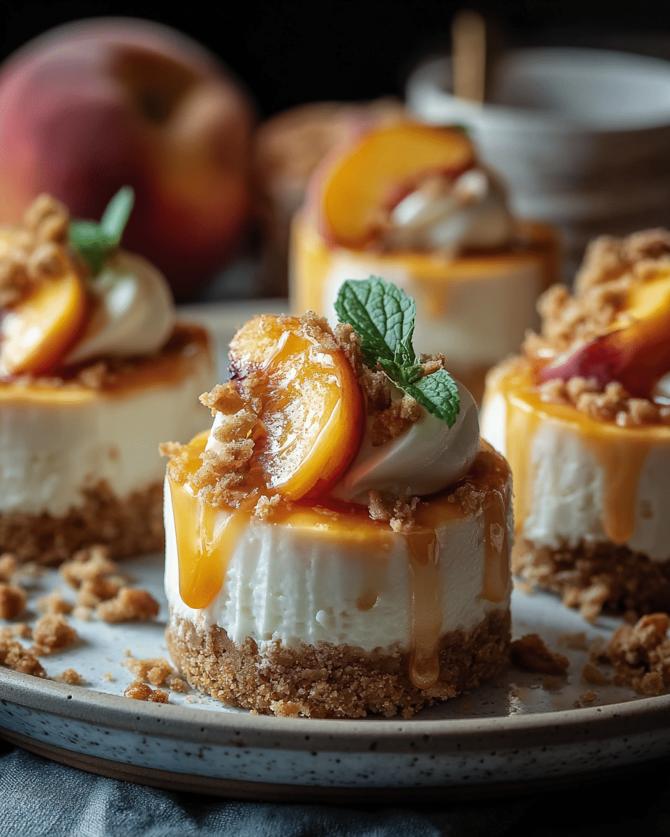 Mini Peach Cobbler Cheesecakes