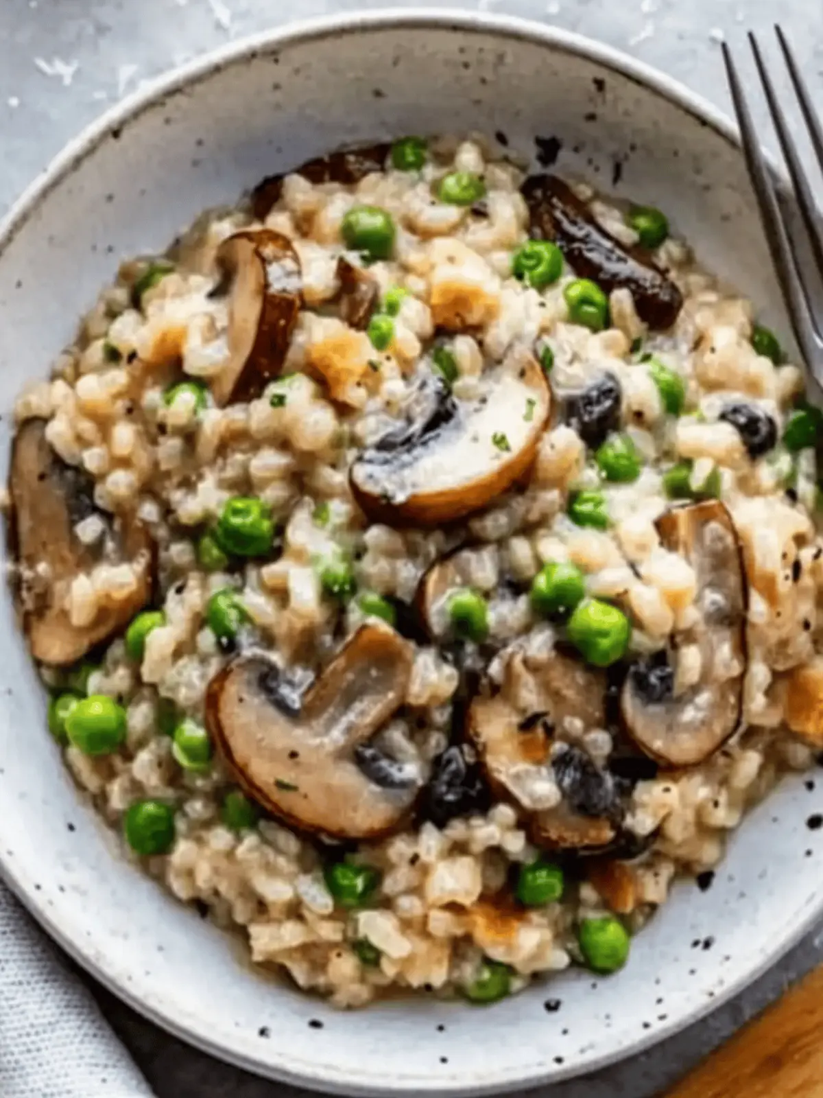 Delicious Creamy Mushroom and Pea Risotto in One Pan!