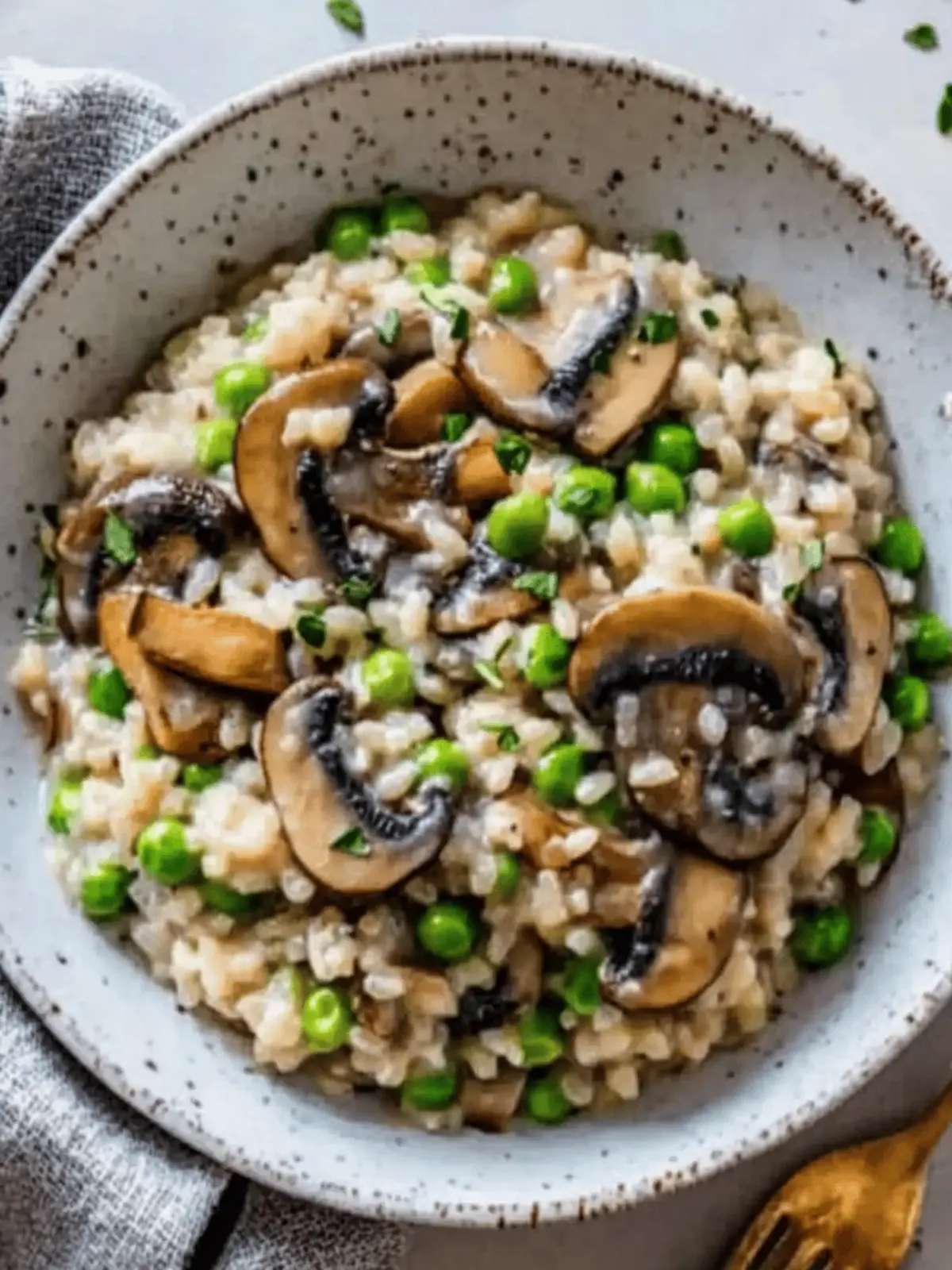 Delicious Creamy Mushroom and Pea Risotto in One Pan!