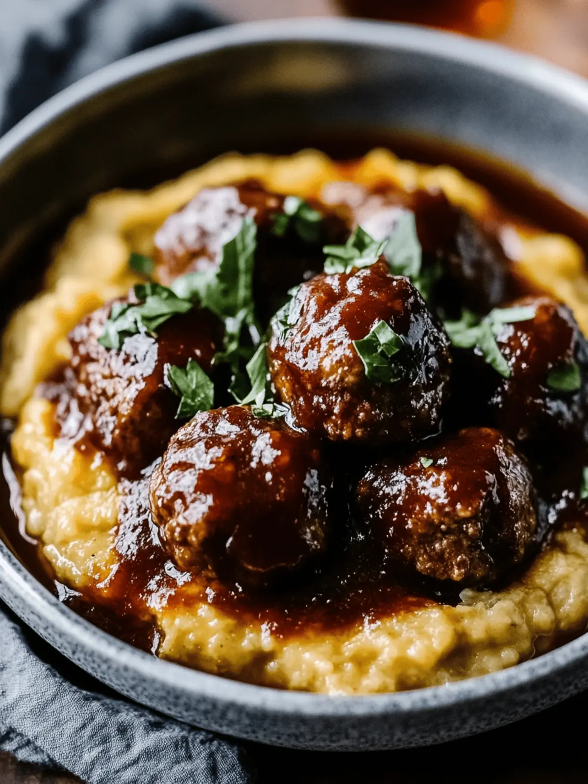 Ultimate Red Wine Braised Meatballs: Comforting Cheesy Polenta