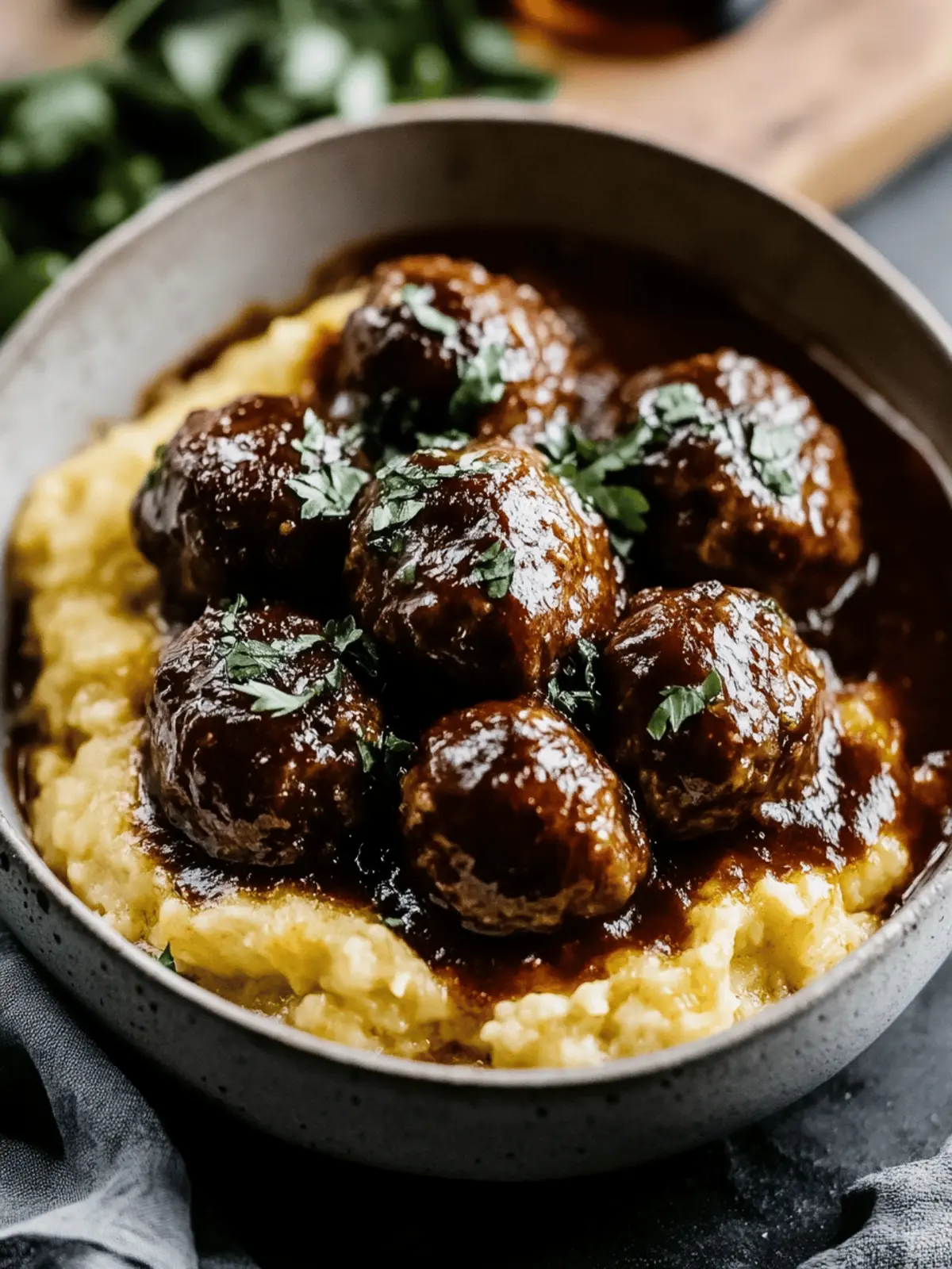 Ultimate Red Wine Braised Meatballs: Comforting Cheesy Polenta