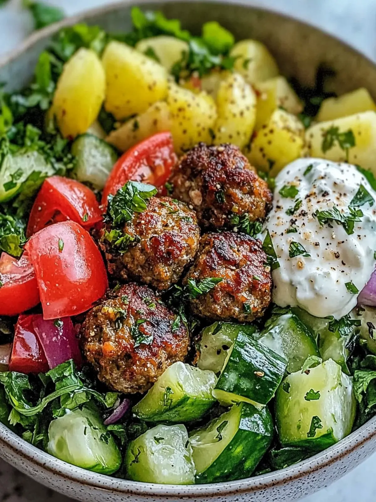 Ultimate Greek Meatball Bowl: A Delicious Family Favorite
