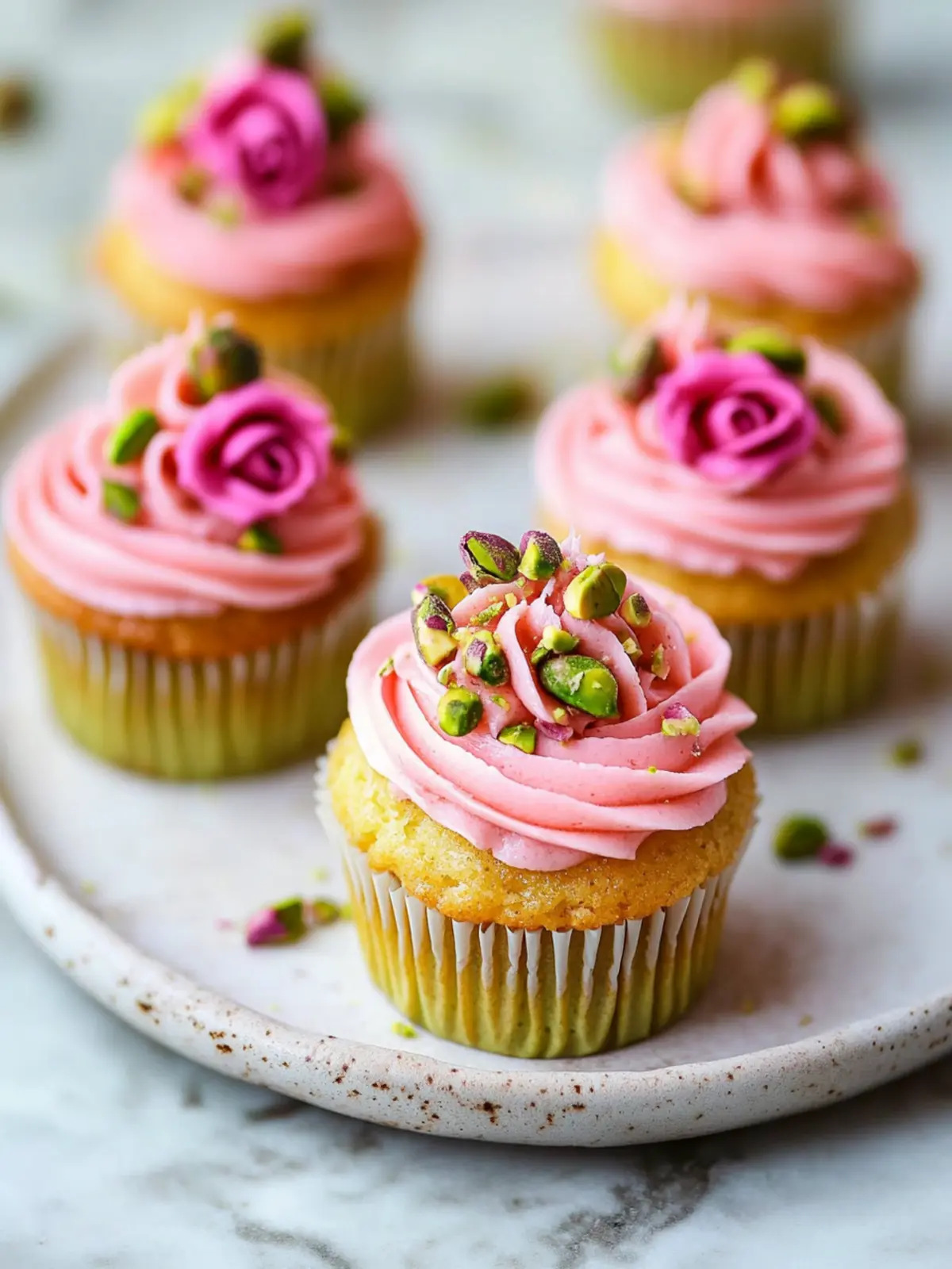 Irresistible Vegan Mini Rose Pistachio Cupcakes Delight