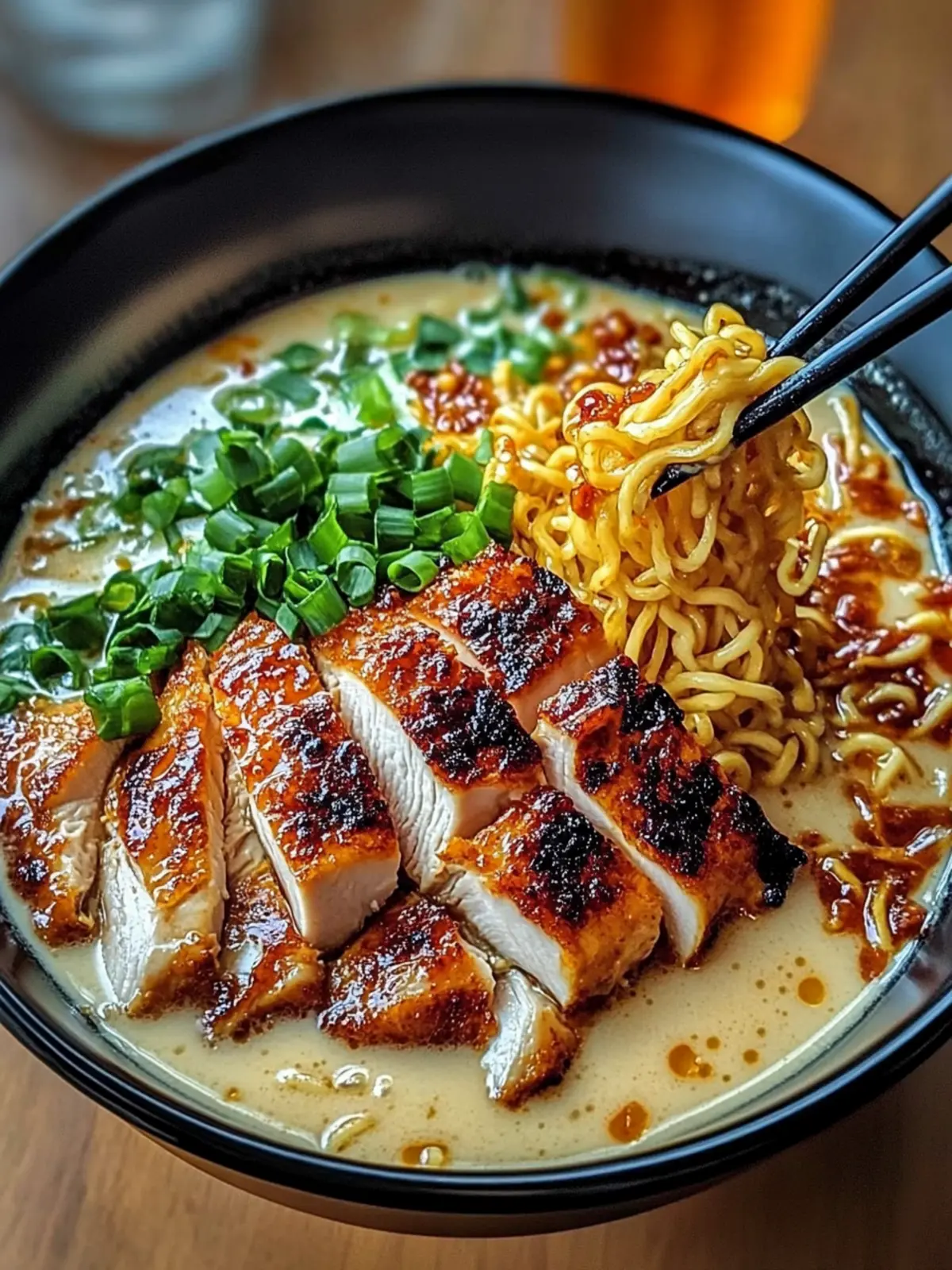 Irresistible Fiery Chicken Ramen with Creamy Garlic Sauce