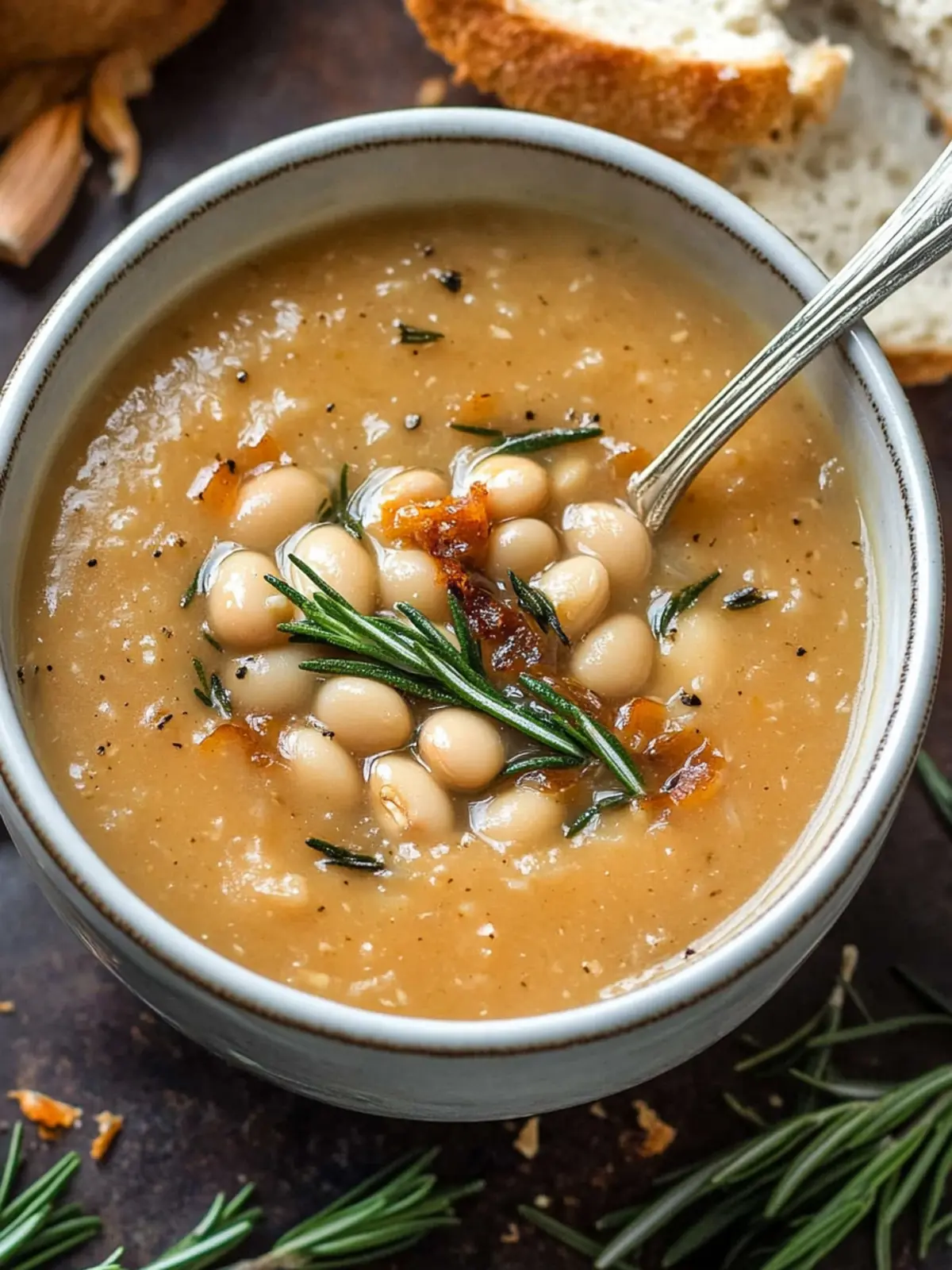 Easy Rosemary Roasted Garlic Bean Soup - Comforting Delight