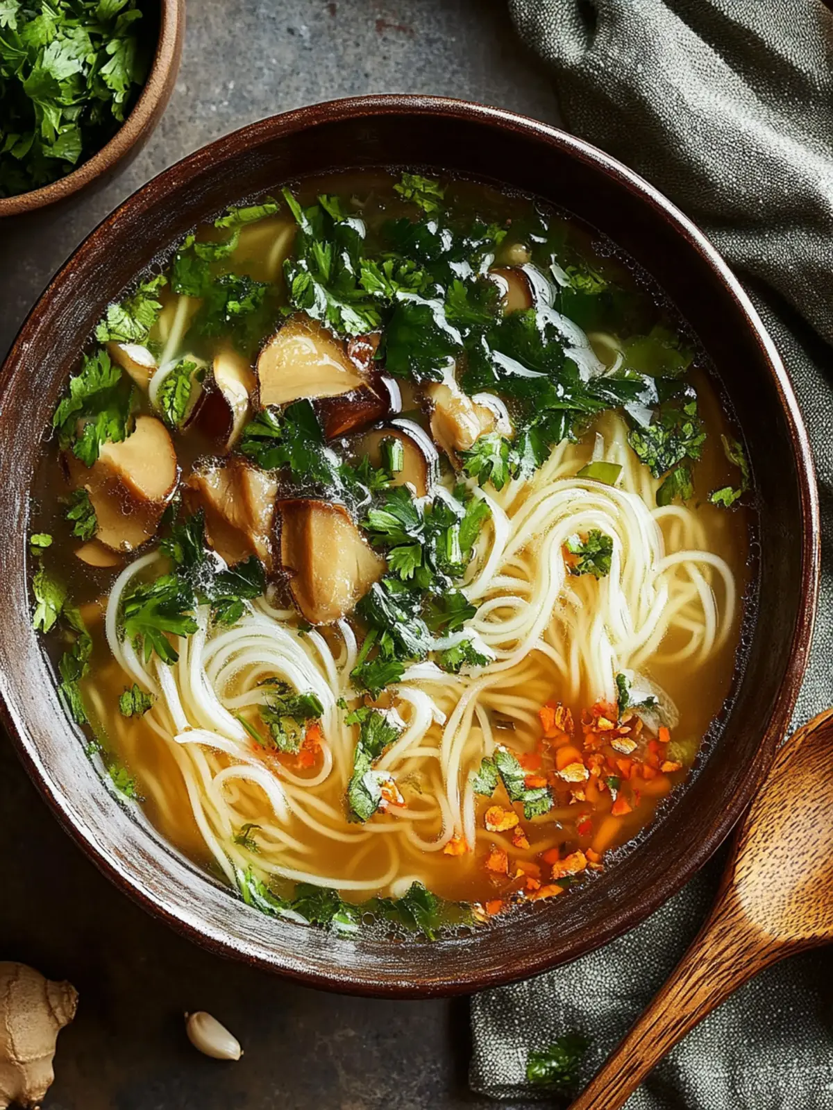 Ultimate Healing Ginger Garlic Broth with Rice Noodles Recipe
