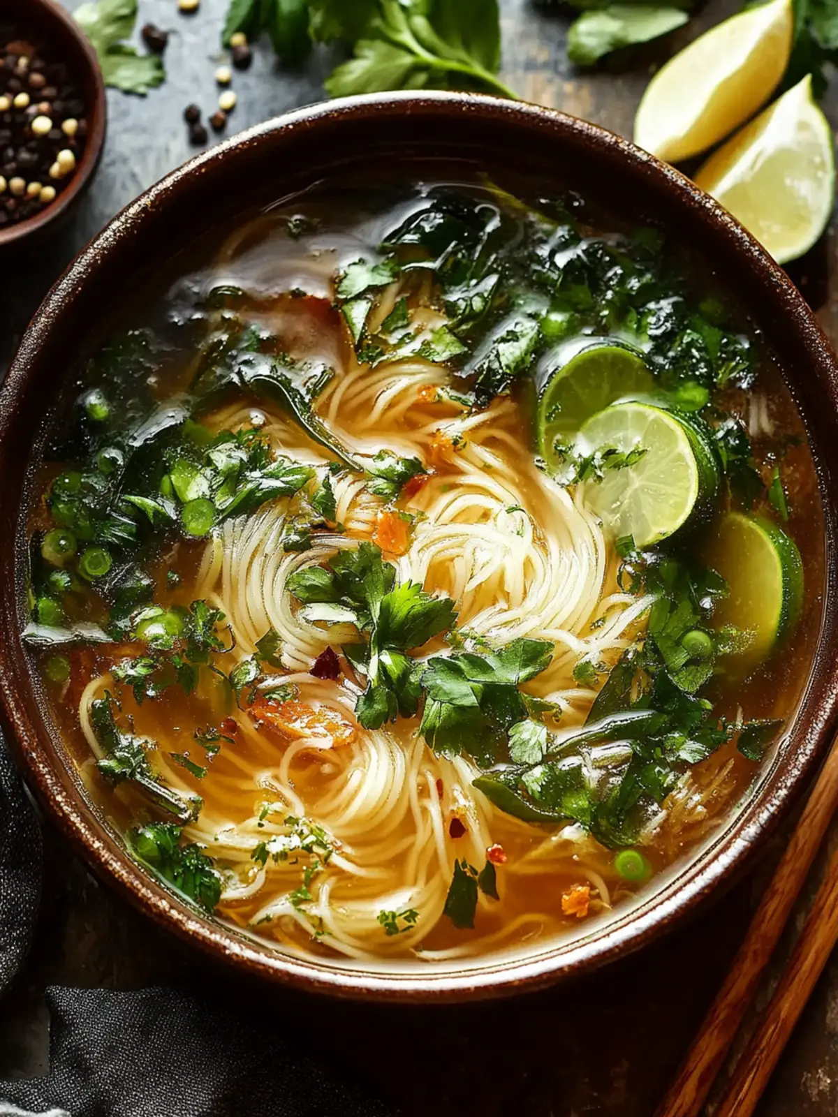 Ultimate Healing Ginger Garlic Broth with Rice Noodles Recipe